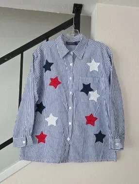 Willow Ridge | Tops | Willow Creek Ls Star Appliqued Button Down Blouse ...